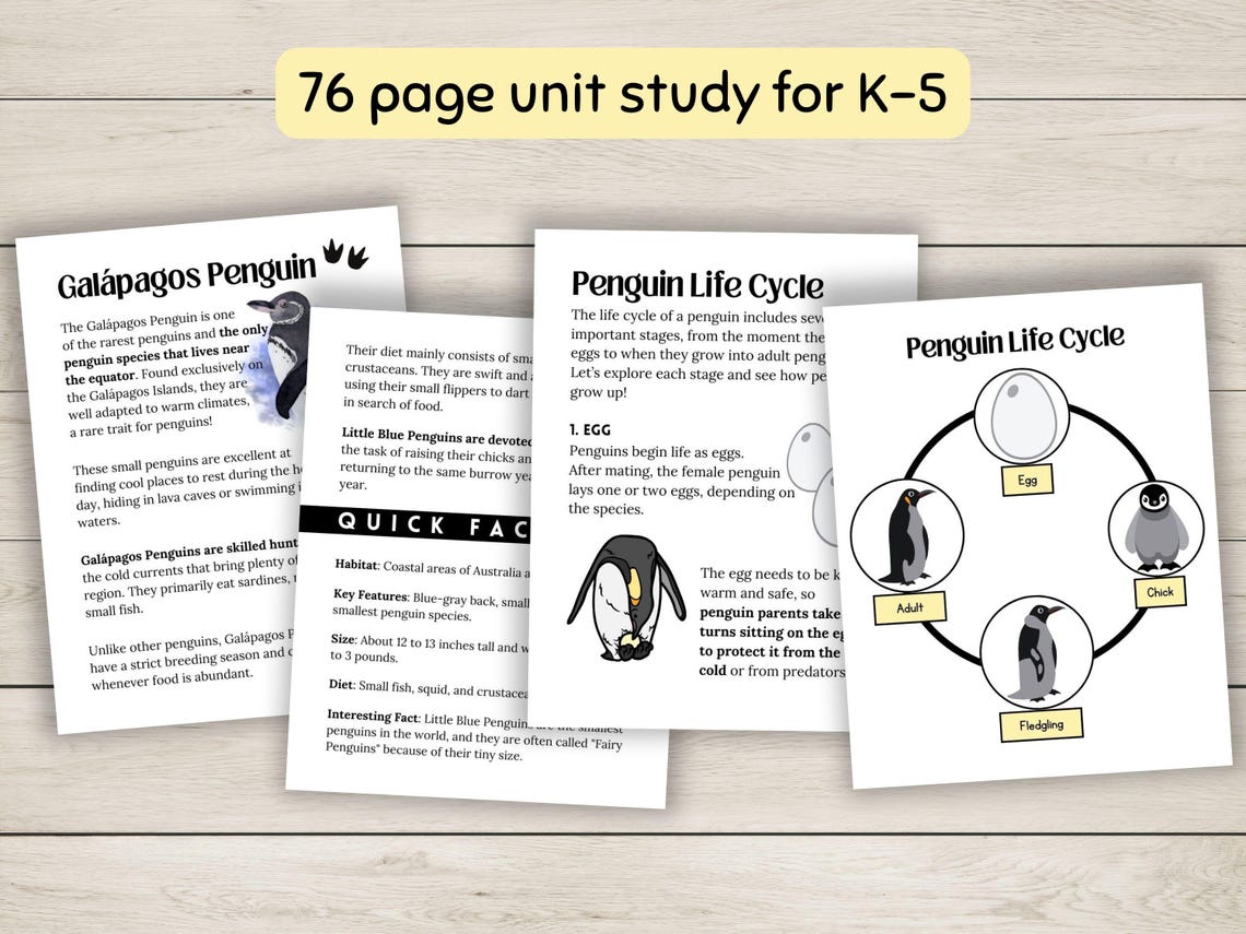Penguin Unit Study With Comprehension Passages and Worksheets About ...