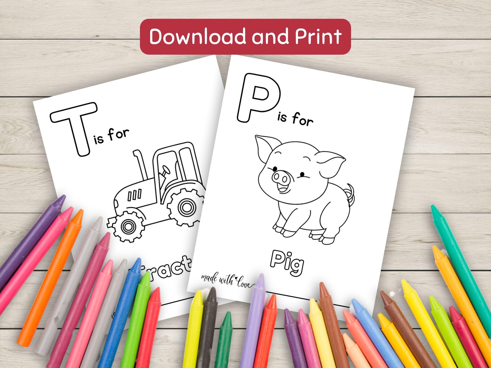 Farm Theme ABC Coloring Book, Baby Shower Guest Activity, Baby’s First ...