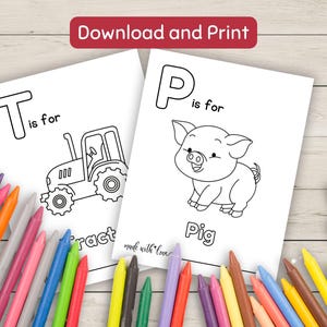 Farm Theme ABC Coloring Book, Baby Shower Guest Activity, Baby’s First ...