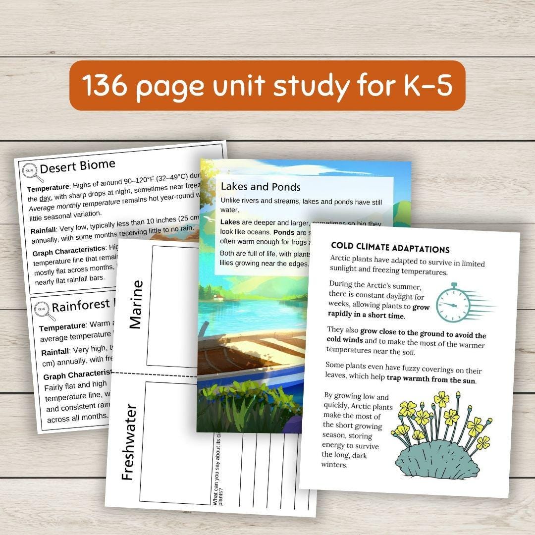 Biomes Unit Study Worksheets, Activities, With Geography and Climate ...