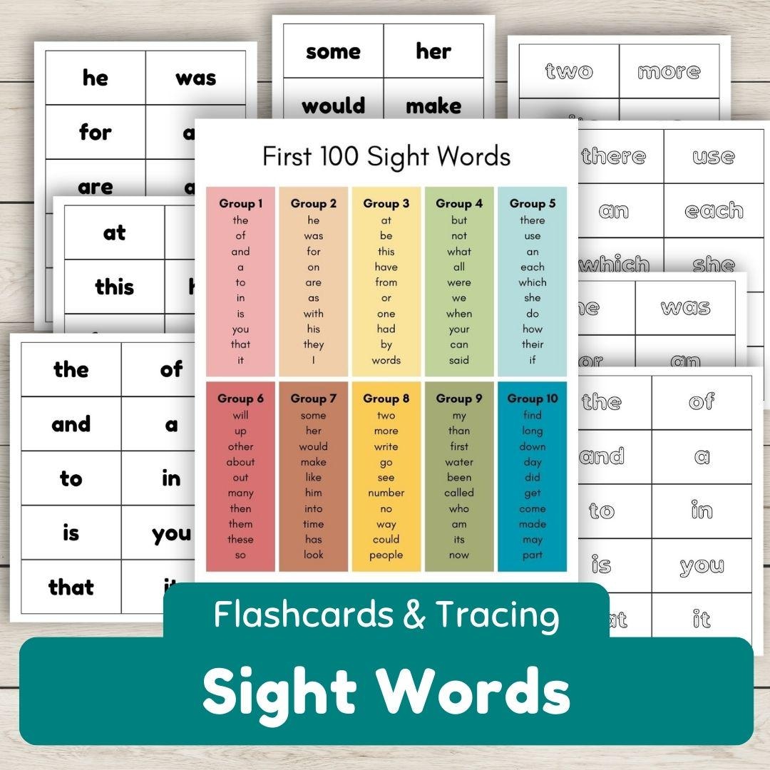 Sight Words Flashcards and Tracing- First 100 High Frequency Words ...