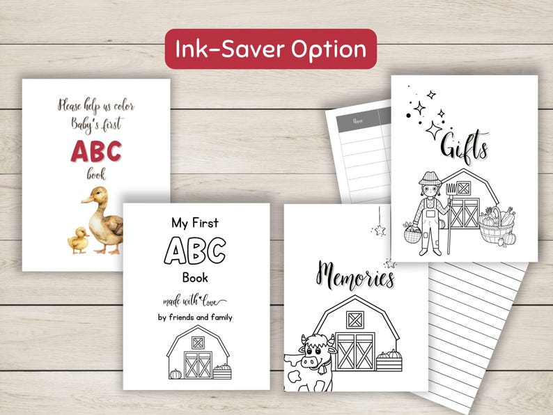 Farm Theme ABC Coloring Book, Baby Shower Guest Activity, Baby’s First ...