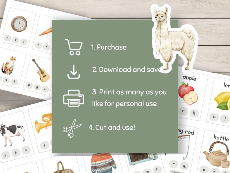 Alphabet Sounds Clip Cards Printable Watercolor Design Identify ...