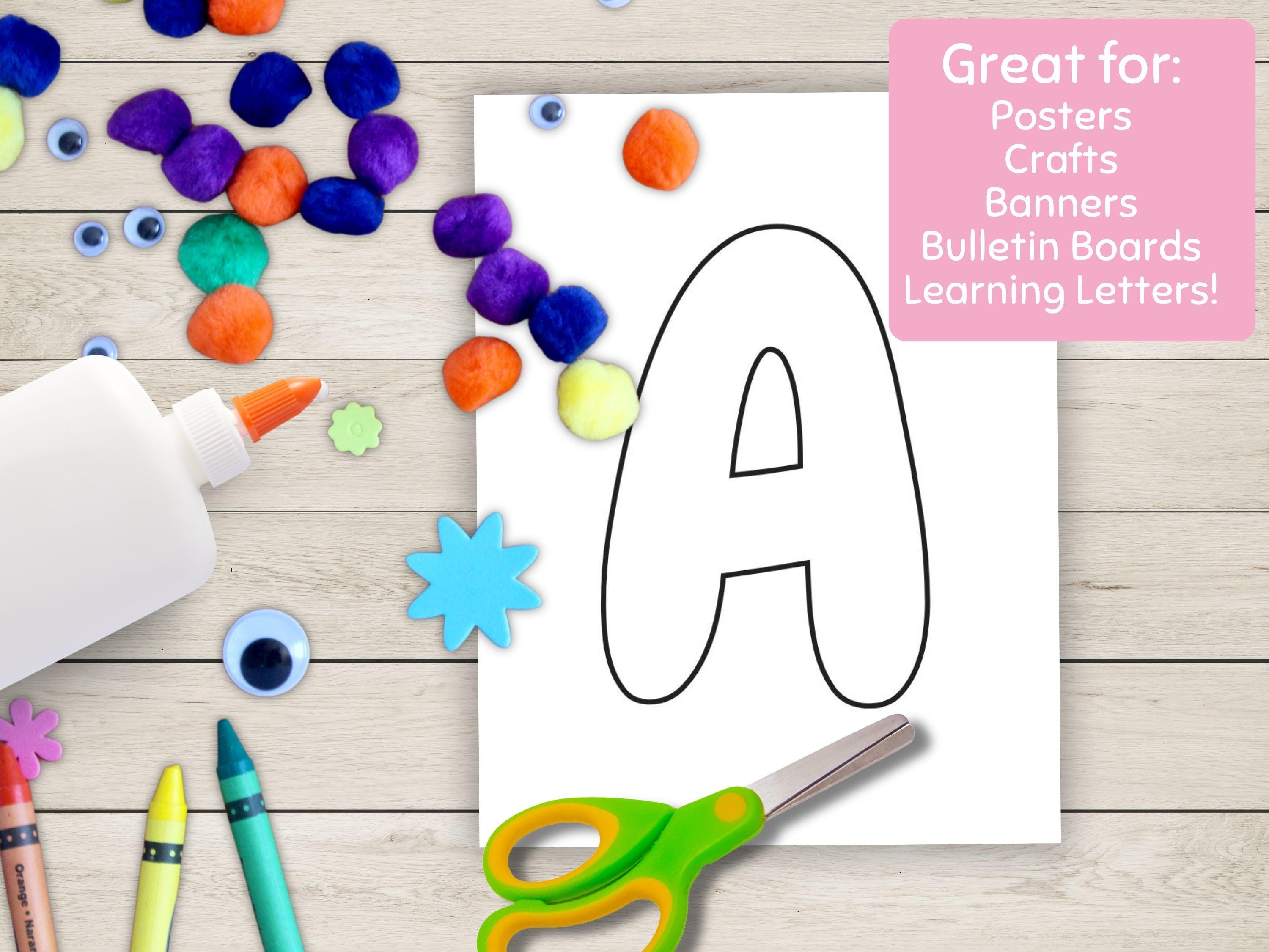 Printable Bubble Letters and Numbers for Kids Crafts, Large Alphabet ...