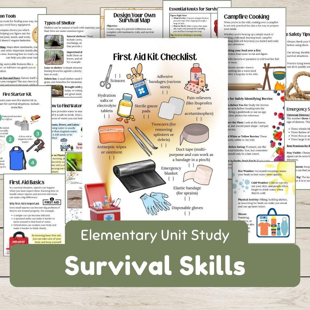 Survival Skills Unit Study for Summer Camp, Girl Scouts, Forest School ...