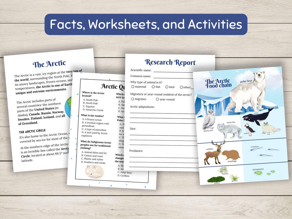 Arctic Unit Study With Comprehension Passages and Worksheets, Arctic ...