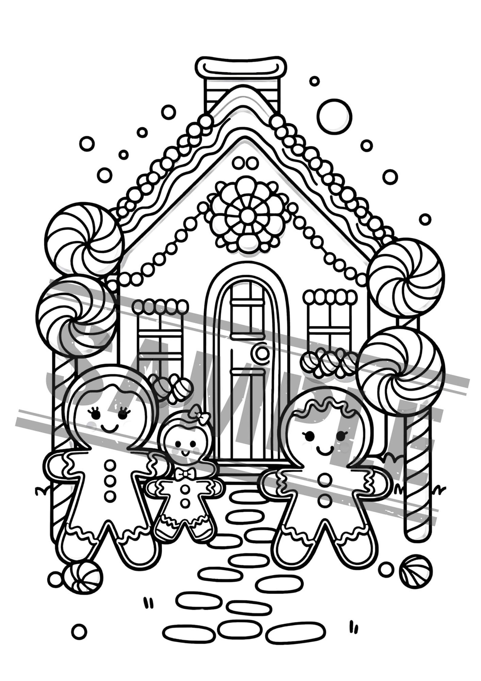 Gingerbread Coloring Pages - Etsy