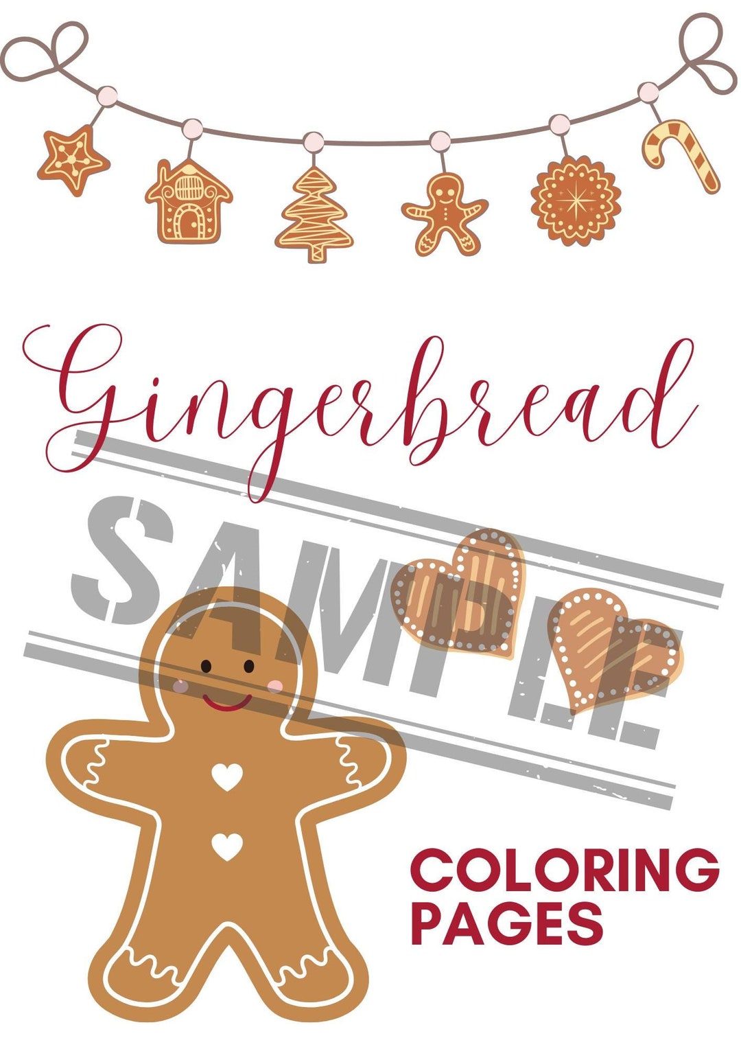 Gingerbread Coloring Pages - Etsy