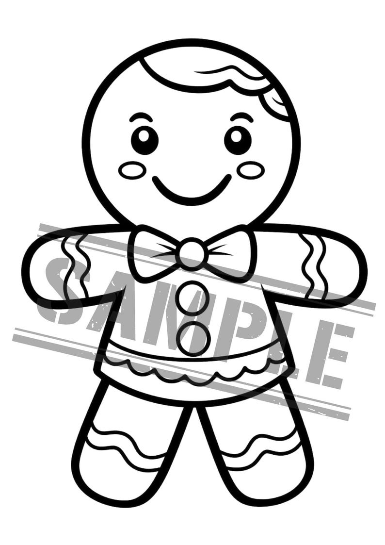 Gingerbread Coloring Pages - Etsy