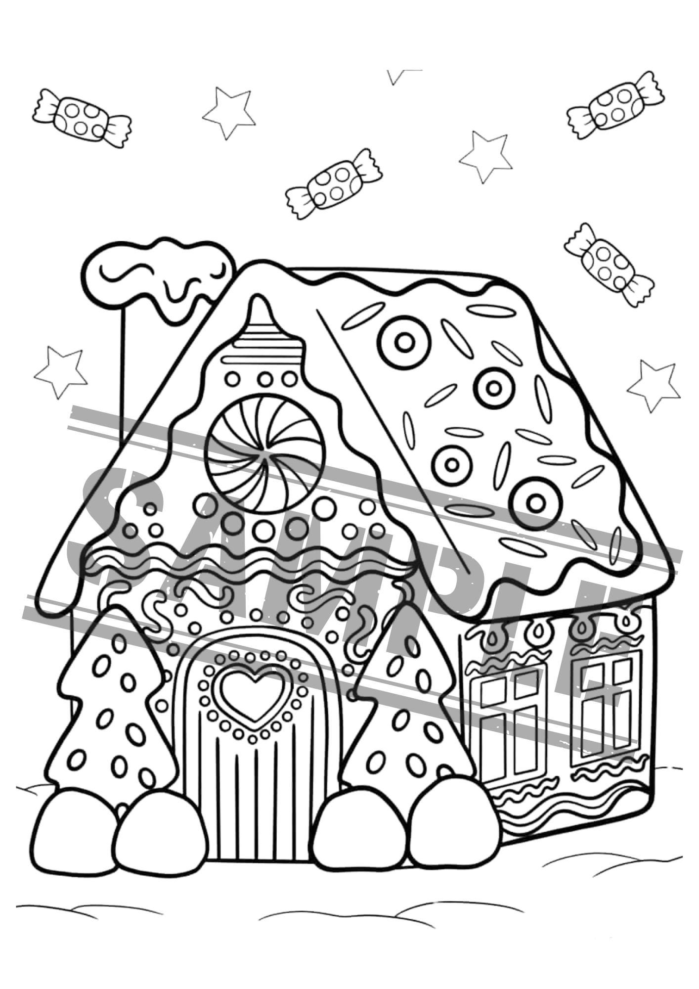 Gingerbread Coloring Pages - Etsy