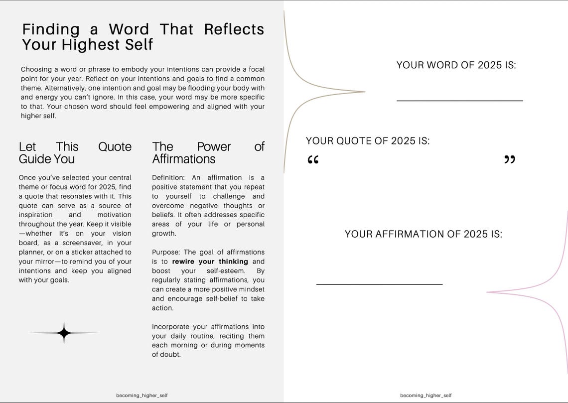 2024 Reflection & 2025 Goal Setting Template Digital PDF Workbook - Etsy