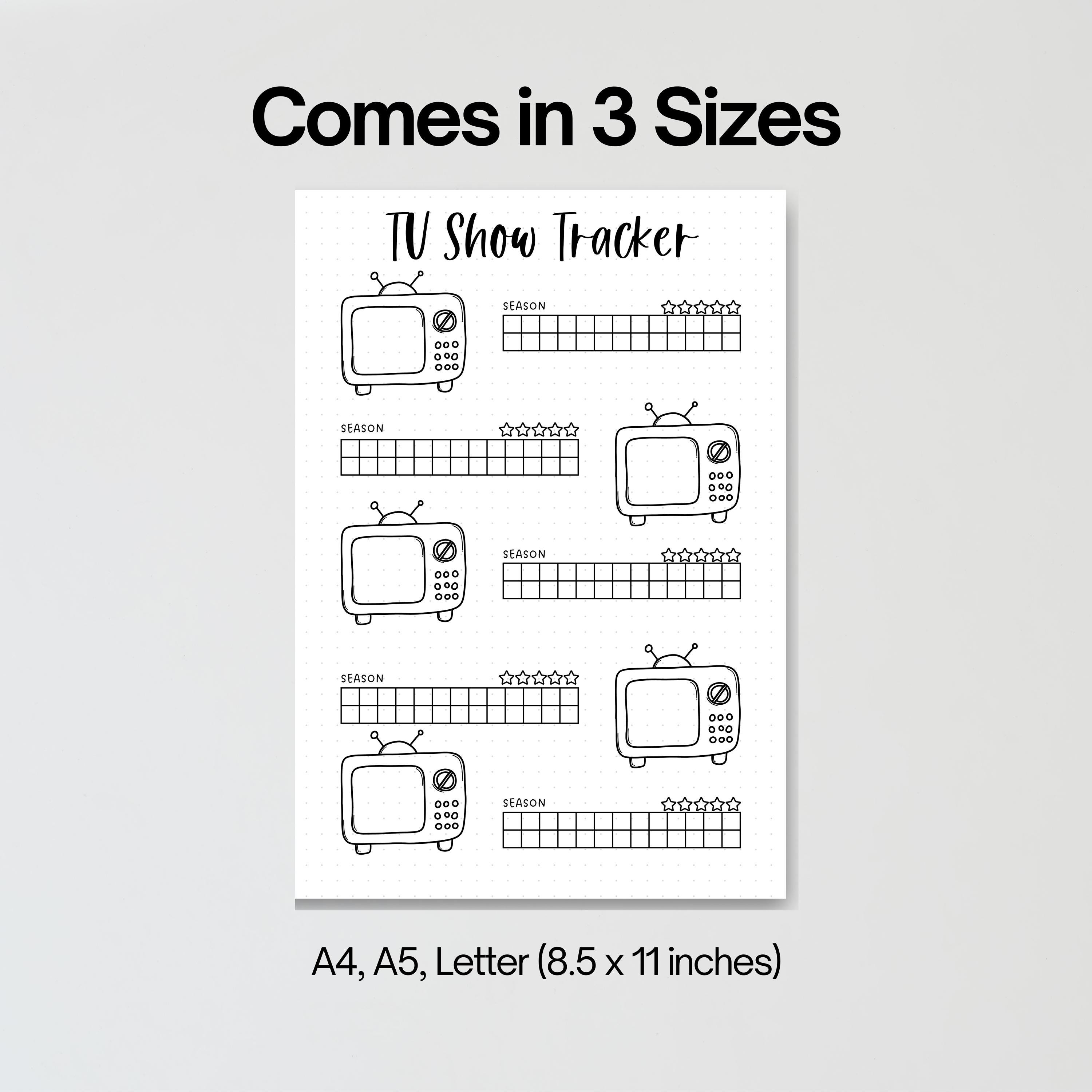 TV Show Tracker - PRINTABLE Planner Page - Journal Page - Shows Watched ...