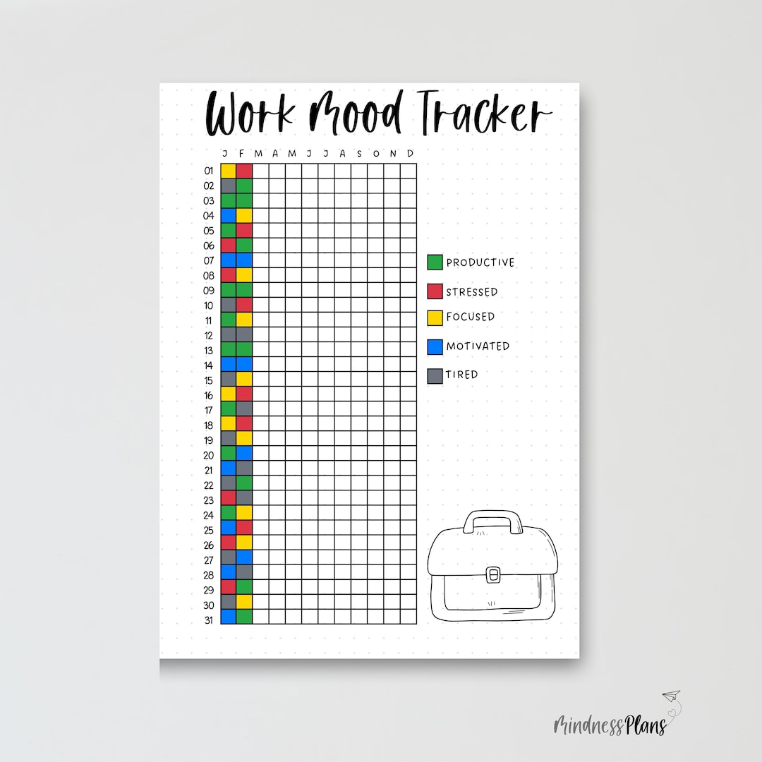 Work Mood Tracker PRINTABLE Journal Page Planner Page Yearly Tracker ...