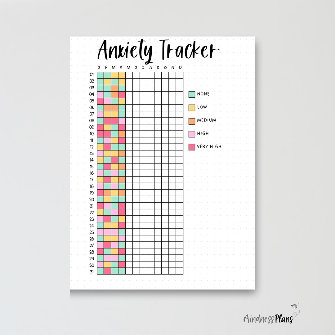 Anxiety Tracker PRINTABLE Journal Page Anxiety Log Habit Tracker ...