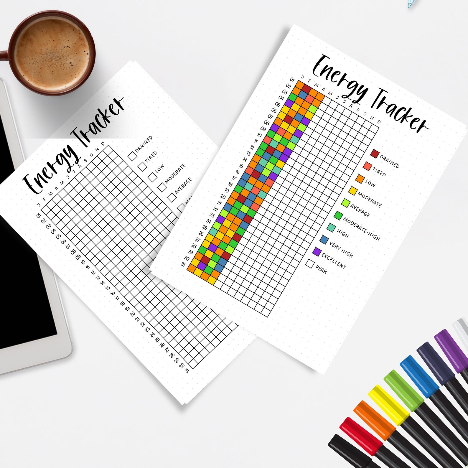 Energy Tracker PRINTABLE Journal Page Planner Page Mood Tracker Health ...