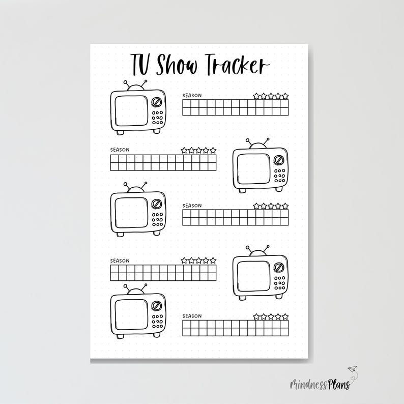 TV Show Tracker - PRINTABLE Planner Page - Journal Page - Shows Watched ...
