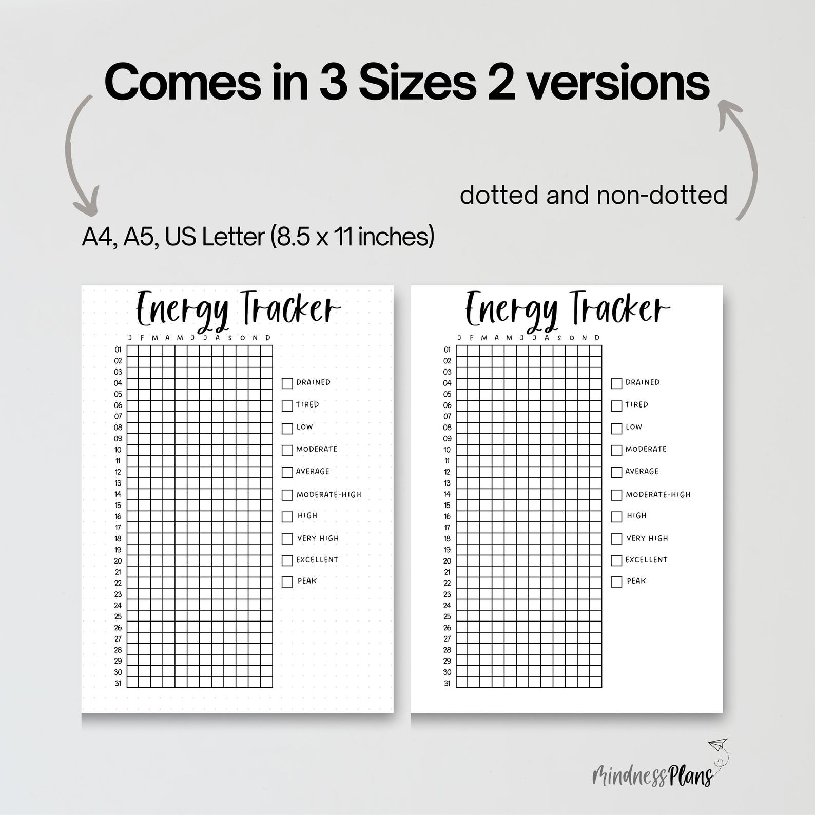 Energy Tracker PRINTABLE Journal Page Planner Page Mood Tracker Health ...