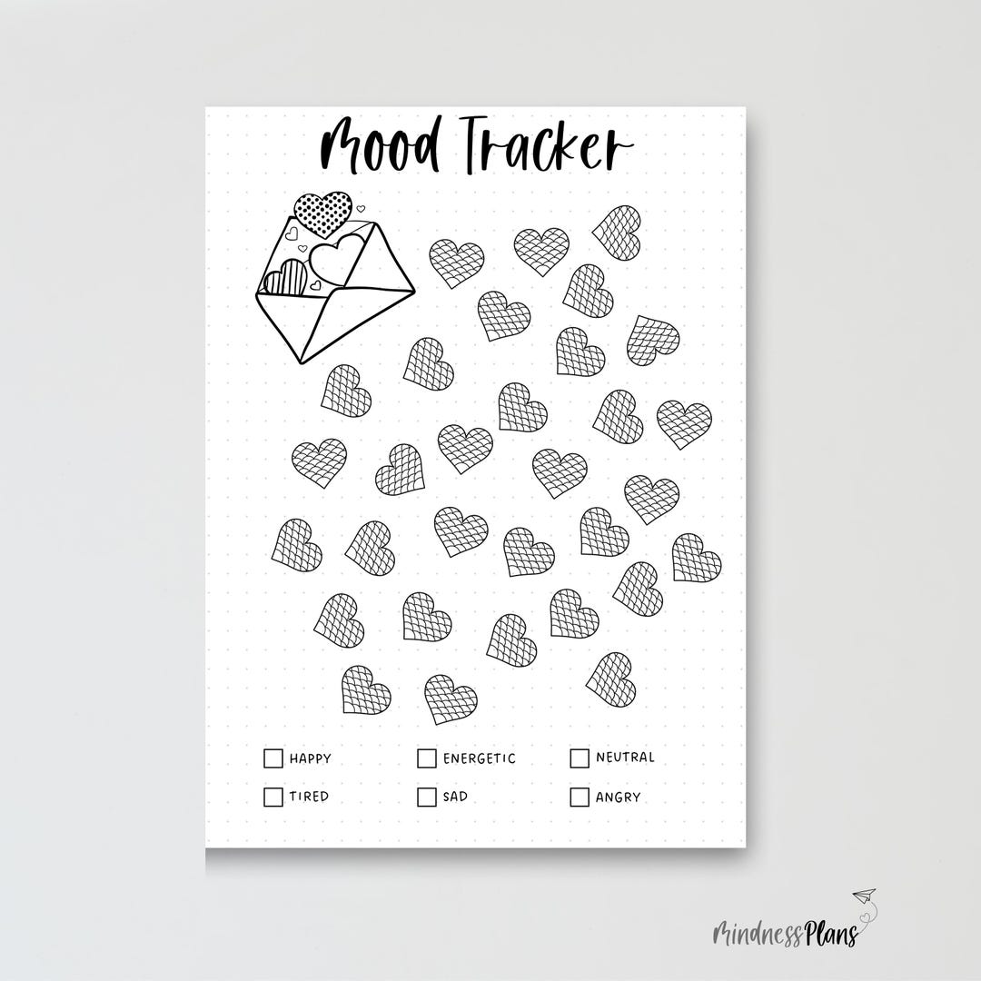 Valentine Mood Tracker PRINTABLE Journal Page Planner Page Feelings ...