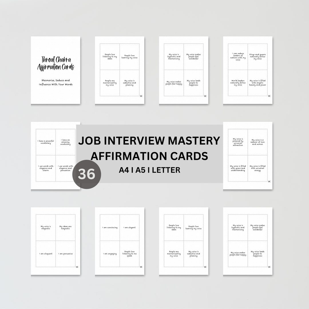 36 Job Interview Mastery Affirmation Cards, Affirmation Cards Digital ...