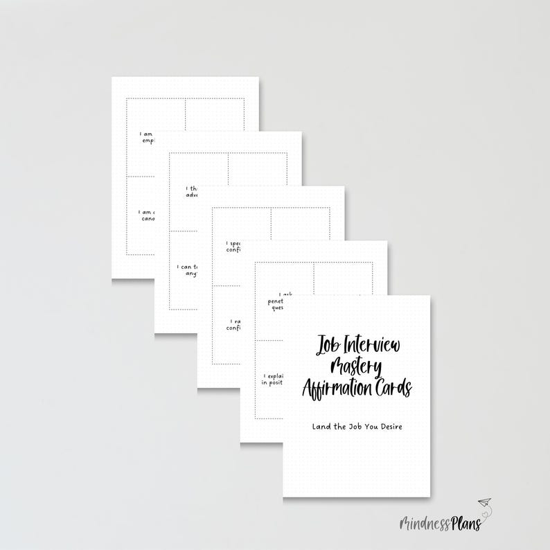 36 Job Interview Mastery Affirmation Cards, Affirmation Cards Digital ...