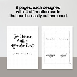 36 Job Interview Mastery Affirmation Cards, Affirmation Cards Digital ...