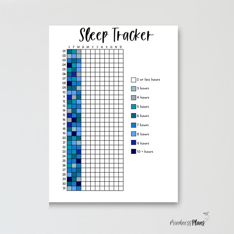 Sleep Tracker Yearly - PRINTABLE Planner Page - Journal Page - Sleep ...