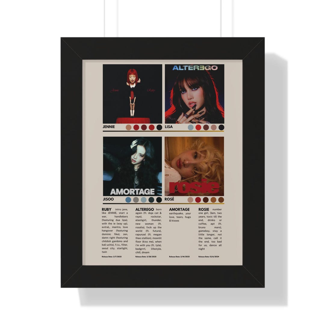 Black Pink Poster Solo Albums - Framed Vertical Poster, K-pop Posters ...