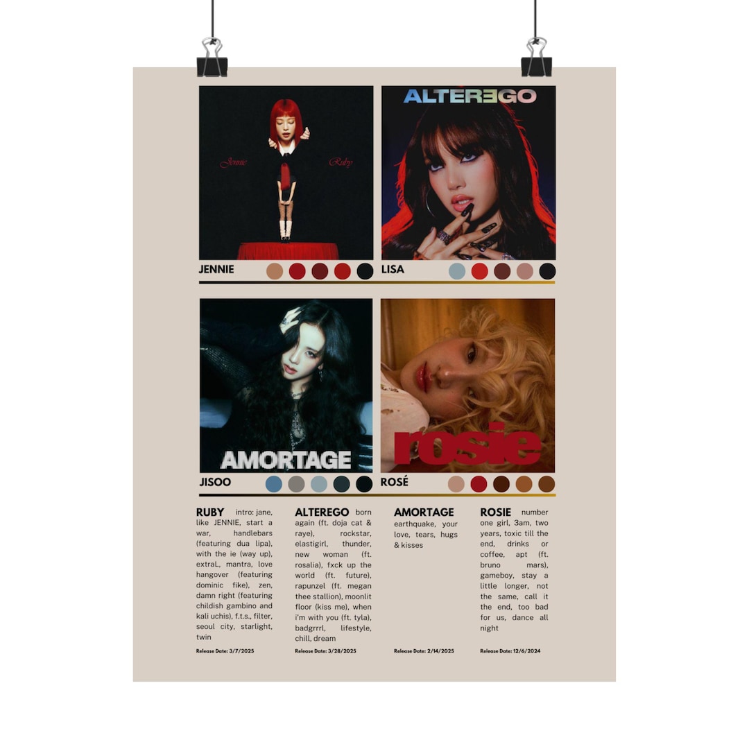 Black Pink Poster Solo Albums - K-pop Matte Vertical Posters, K-pop ...