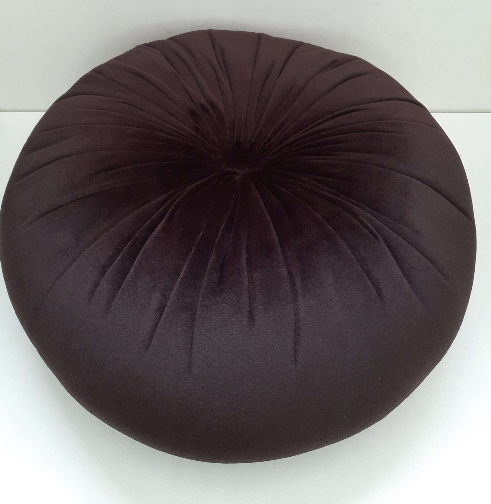 Brown Round Decorative Cushion Velvet Fabric Chocolate Brown Pillow ...