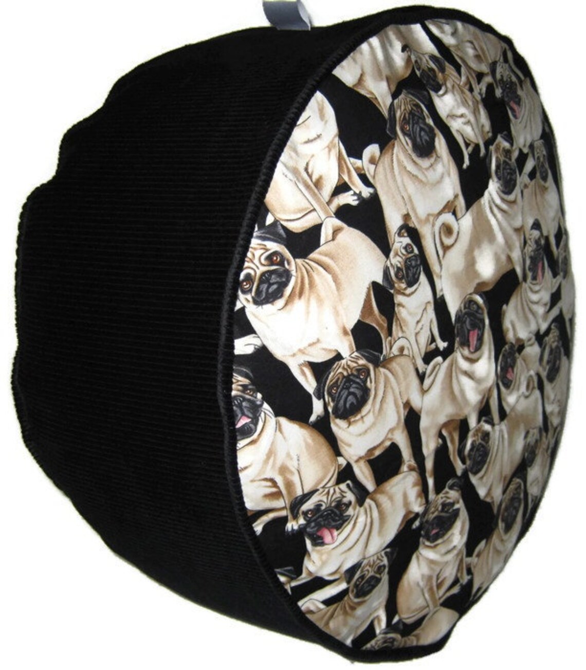 Pug Dogs Pouffe, Round Floor Cushion 18" Diameter, Dog Lovers Footrest ...