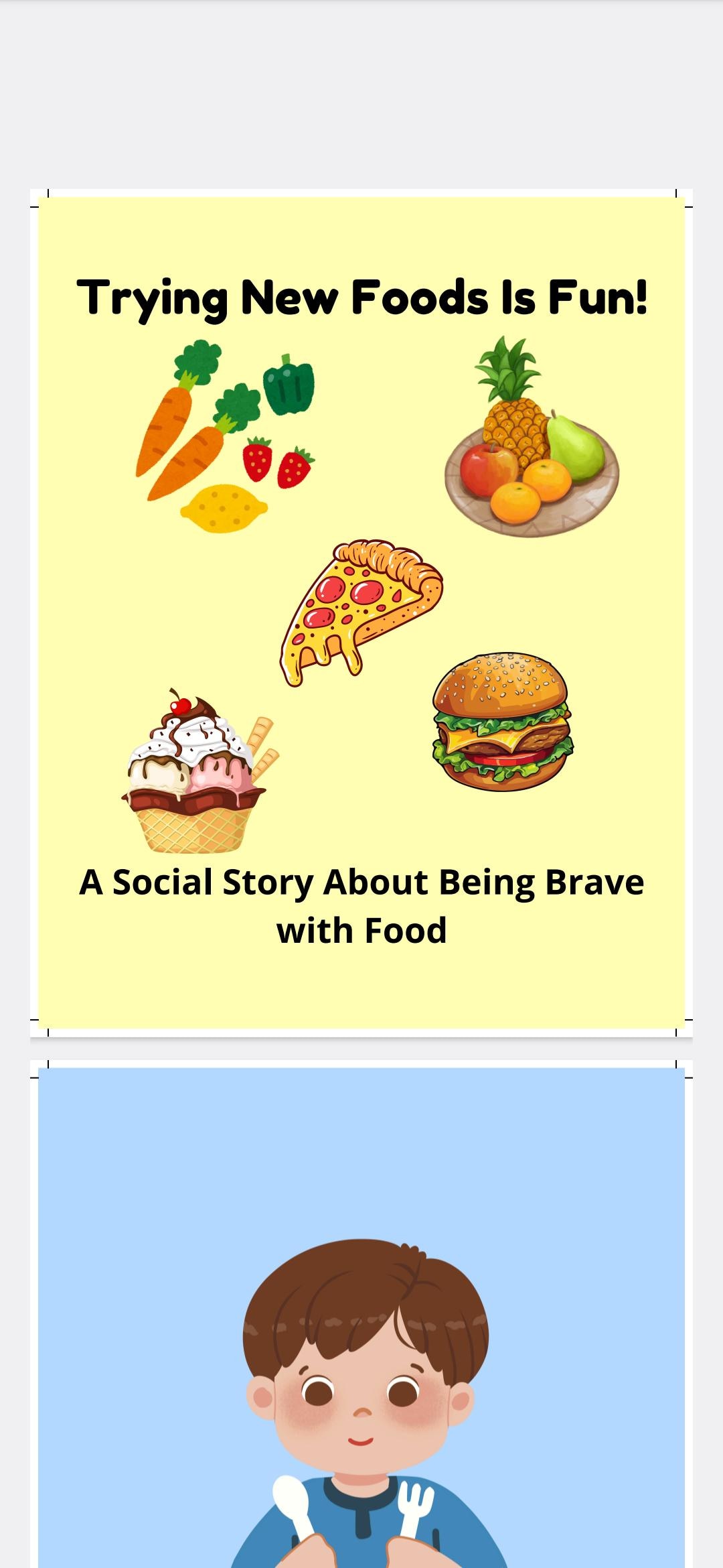 Autism-friendly Social Story: Trying New Foods - Printable PDF - Etsy