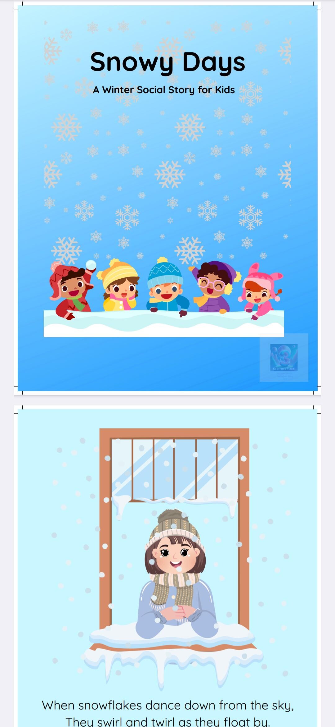 Snowy Day Social Story | Winter Rhyming Story for Kids (PDF) - Etsy