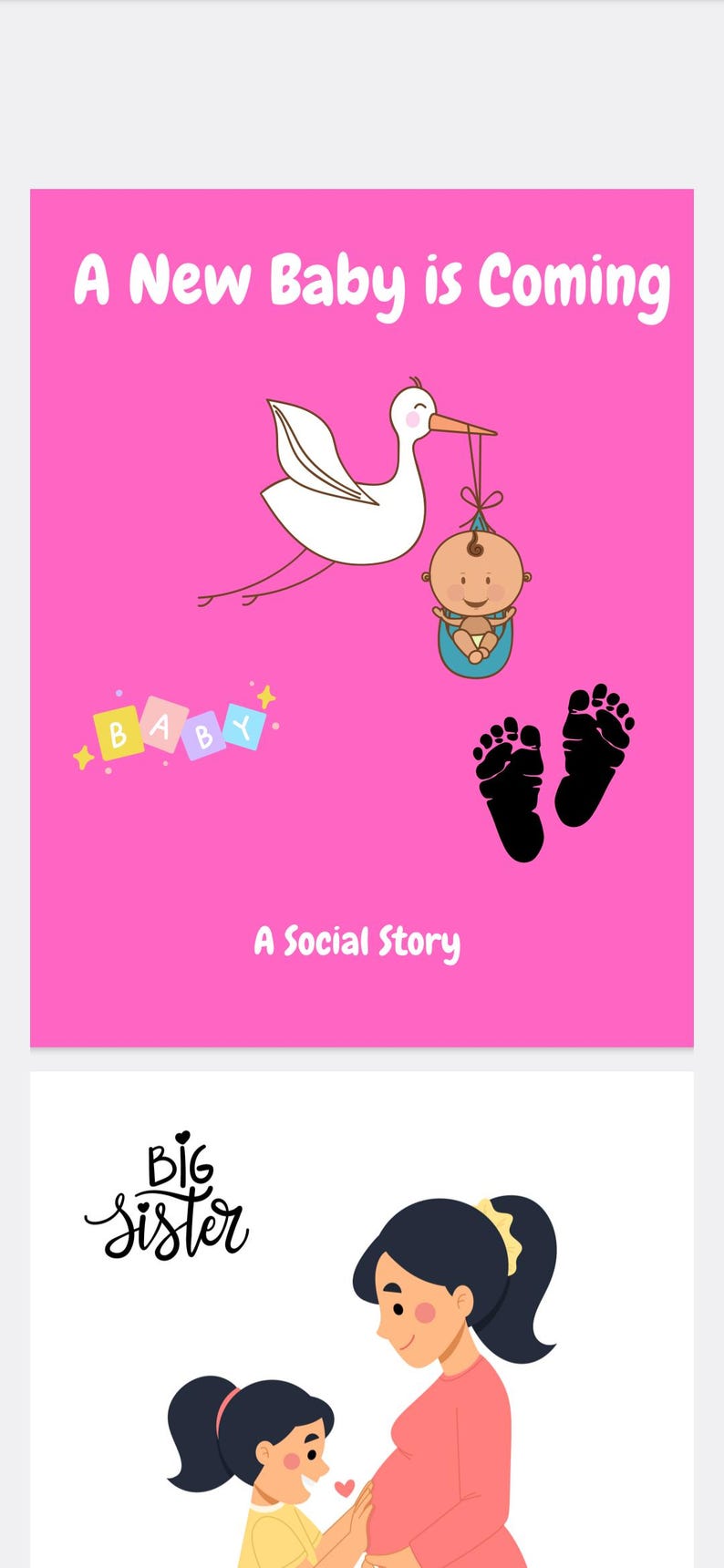 New Baby Social Story | Big Sister Autism-friendly Printable PDF - Etsy ...