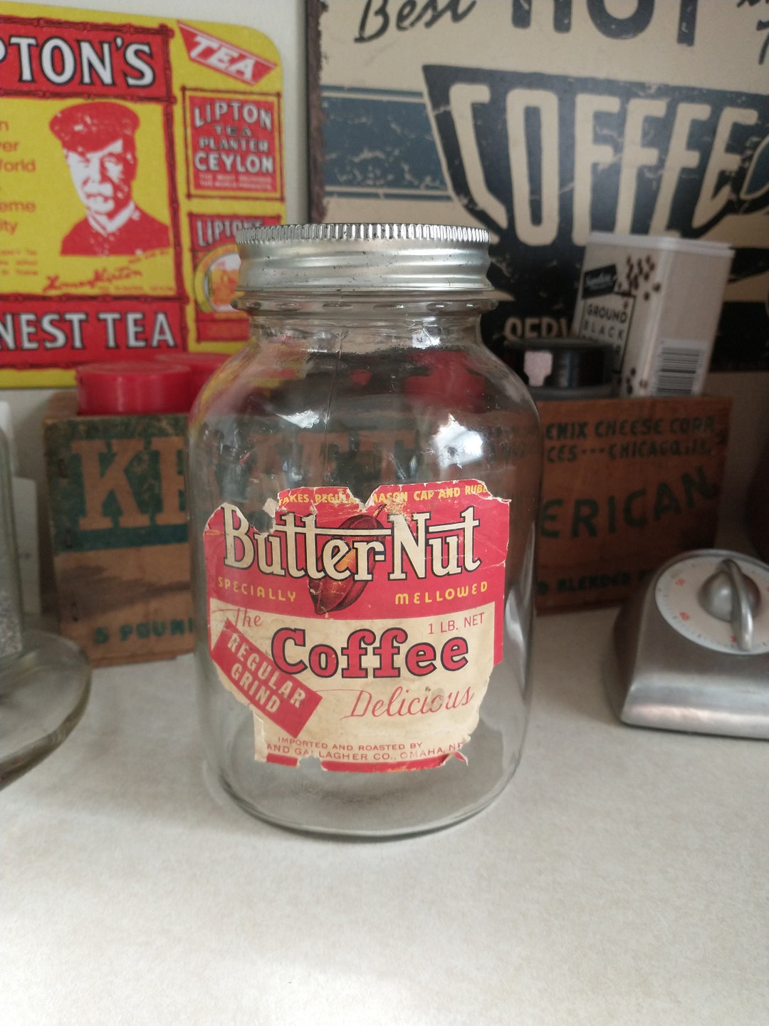 Butter-nut Coffee 1 Lb. Regular Grind Duraglas Glass Jar - Etsy