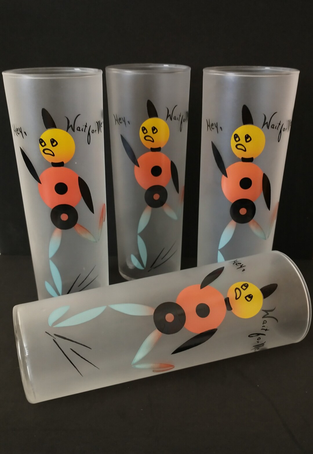 Federal Glass Hey Wait for Me Frosted Zombie Barware Set of 4 Free Ship ...