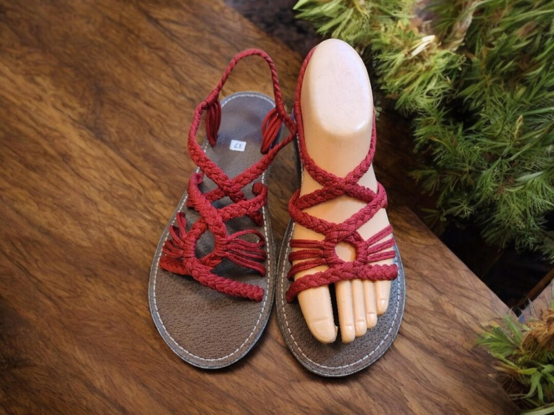 Leather Sandals Palm Leaf Flat Summer Sandals Perfect for Beach Walks ...