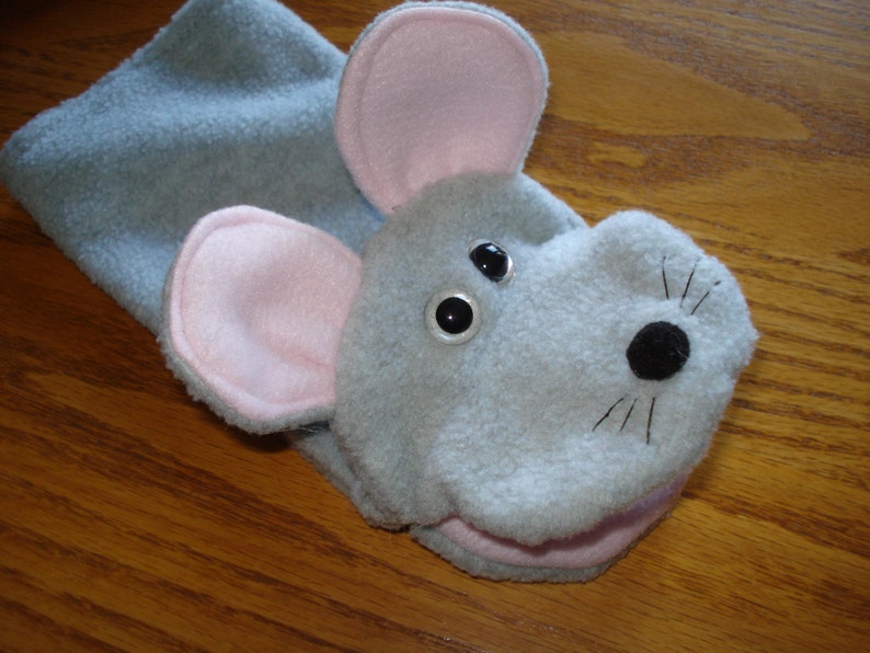 Grey Mouse Hand Puppet Pink Mouth Hand Puppet Puppets by - Etsy