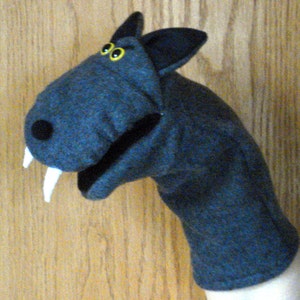 Big Bad Wolf Hand Puppet With Movable Mouth Fangs Nature Puppets by ...