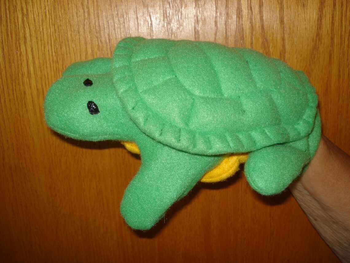 Turtle Hand Puppet Green Reptile Nature Storytelling Autism - Etsy