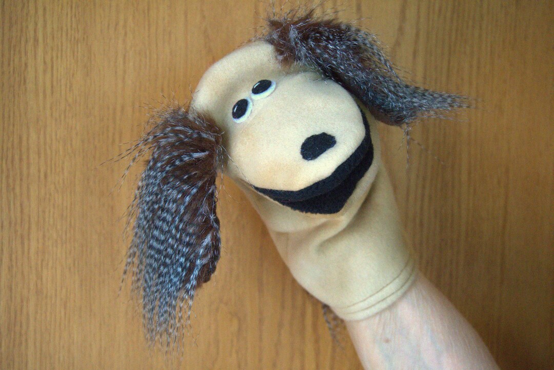 Tan Dog Hand Puppet – Fleece Puppet With Floppy Faux Fur Ears and Tail ...