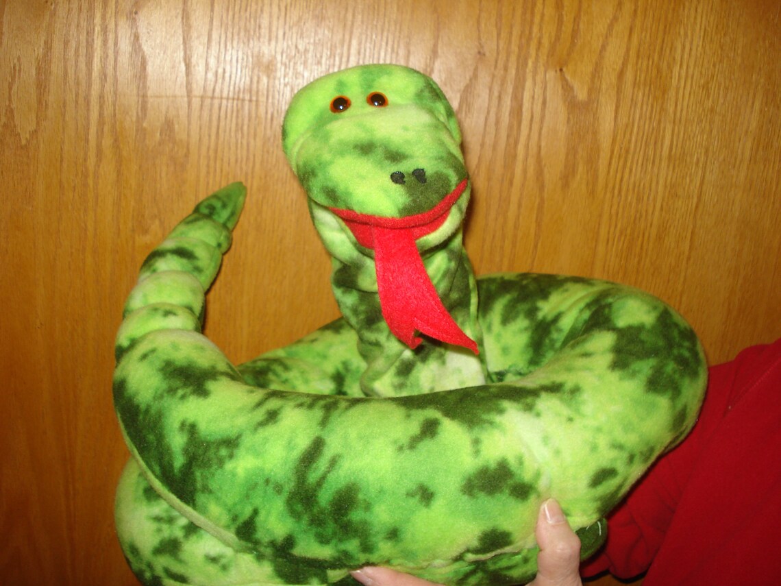 Snake 2 piece hand puppet moveable mouth fleece fabric | Etsy