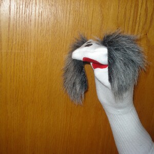 Dog Sock Puppet Grey Faux Fur Ears Interactive Toy Puppets Social ...