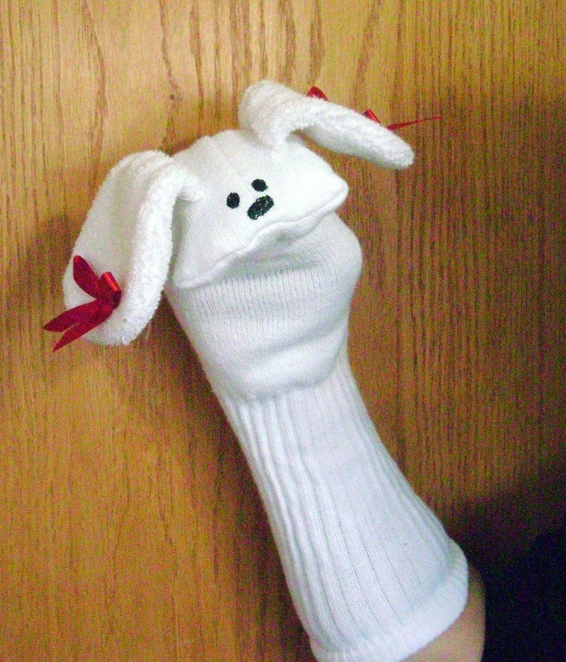 White Dog Sock Puppet Class Room Aid Story Telling Interactive Etsy