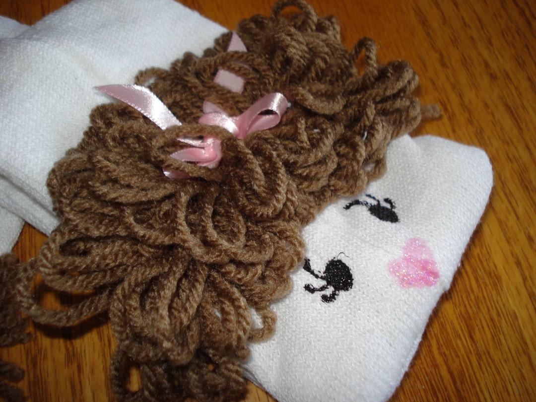 Girl Sock Puppet Brown Curly Yarn Hair Vip Movable Mouth Visual Aid ...