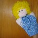 Girl Hand Puppet Blond Yarn Hair Embroidery Hand Stitched Face - Etsy
