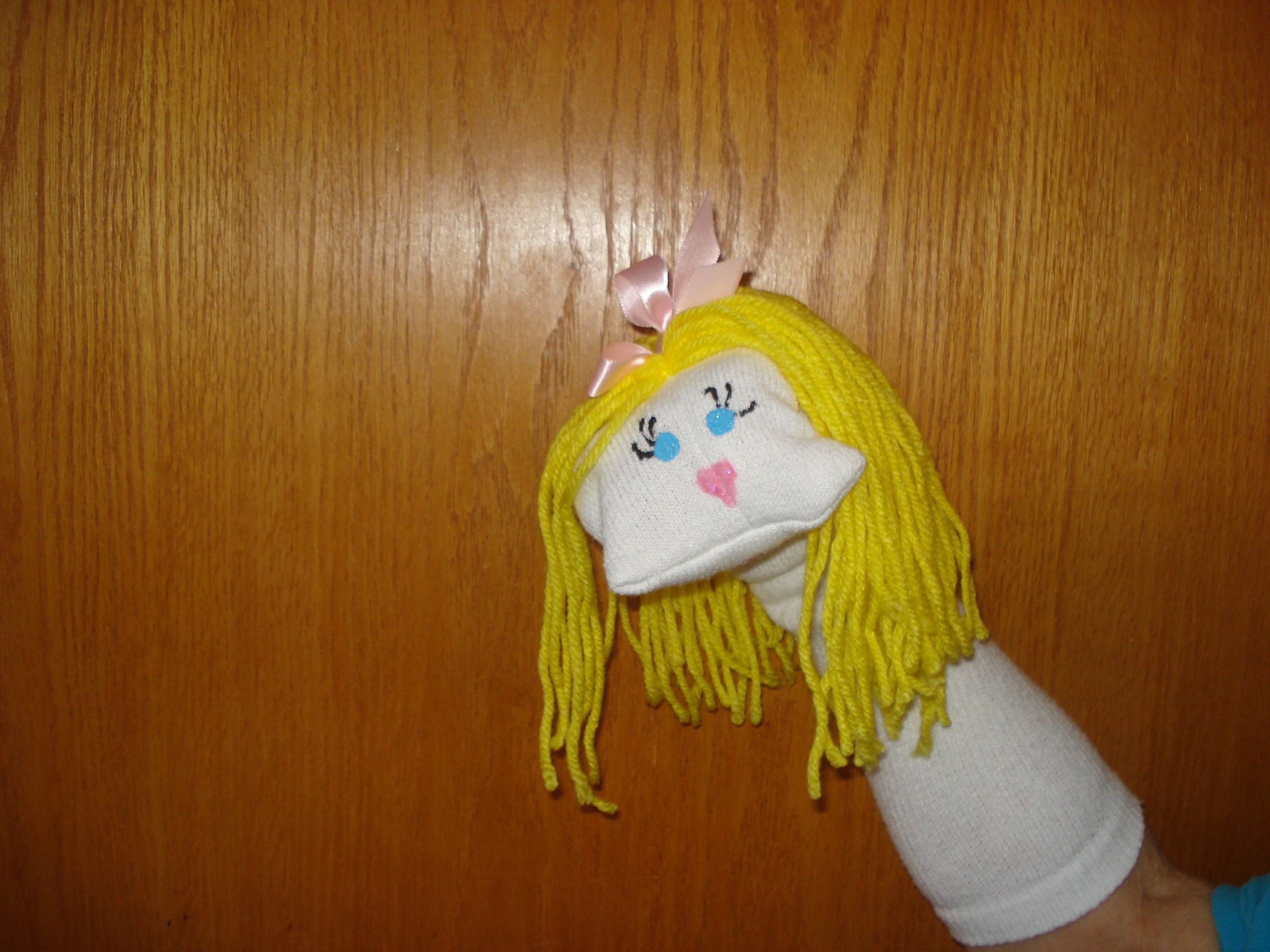 Girl Sock Puppet Yellow Long Hair Movable Mouth - Etsy