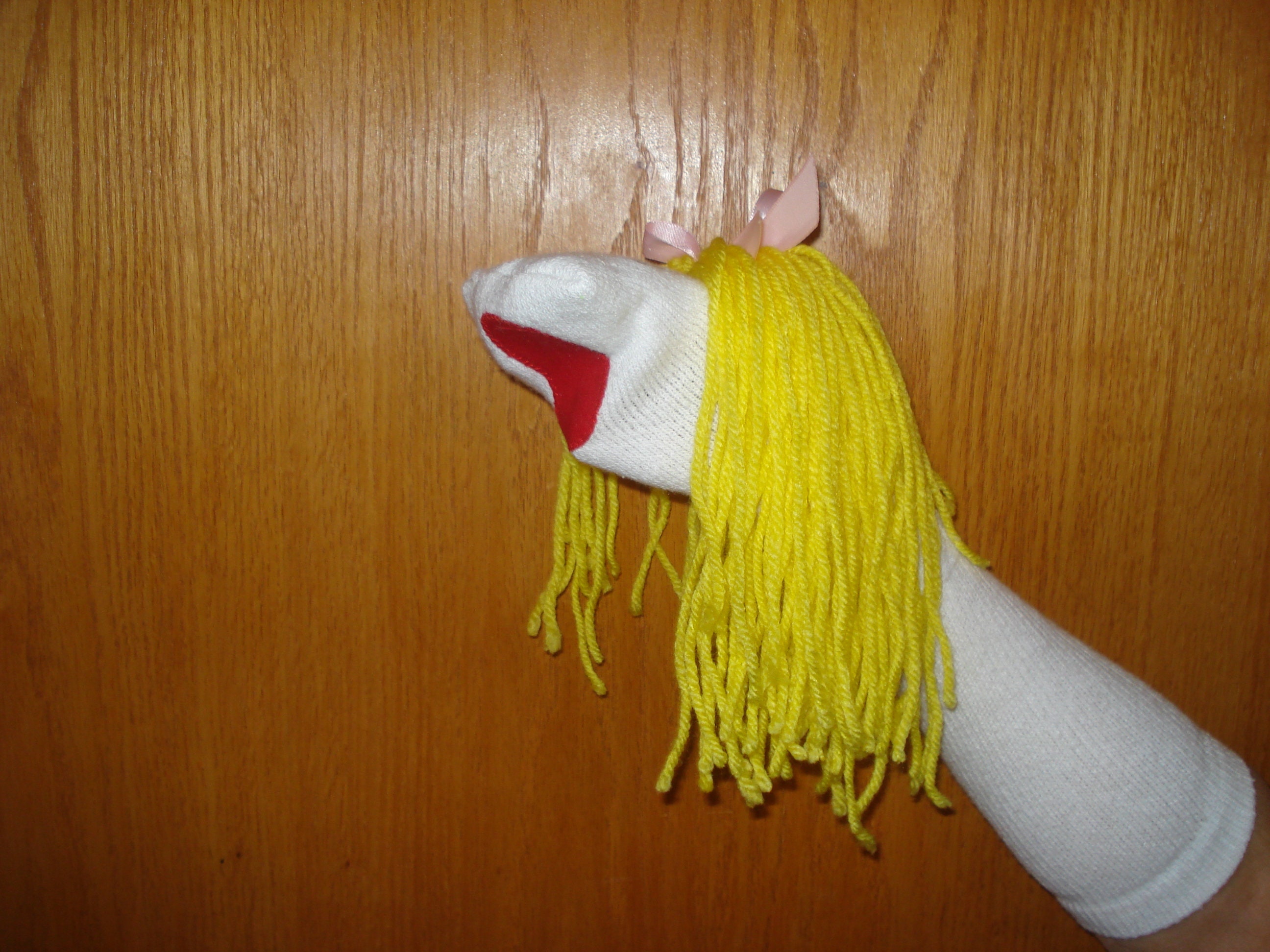 Girl sock puppet yellow long hair movable mouth | Etsy