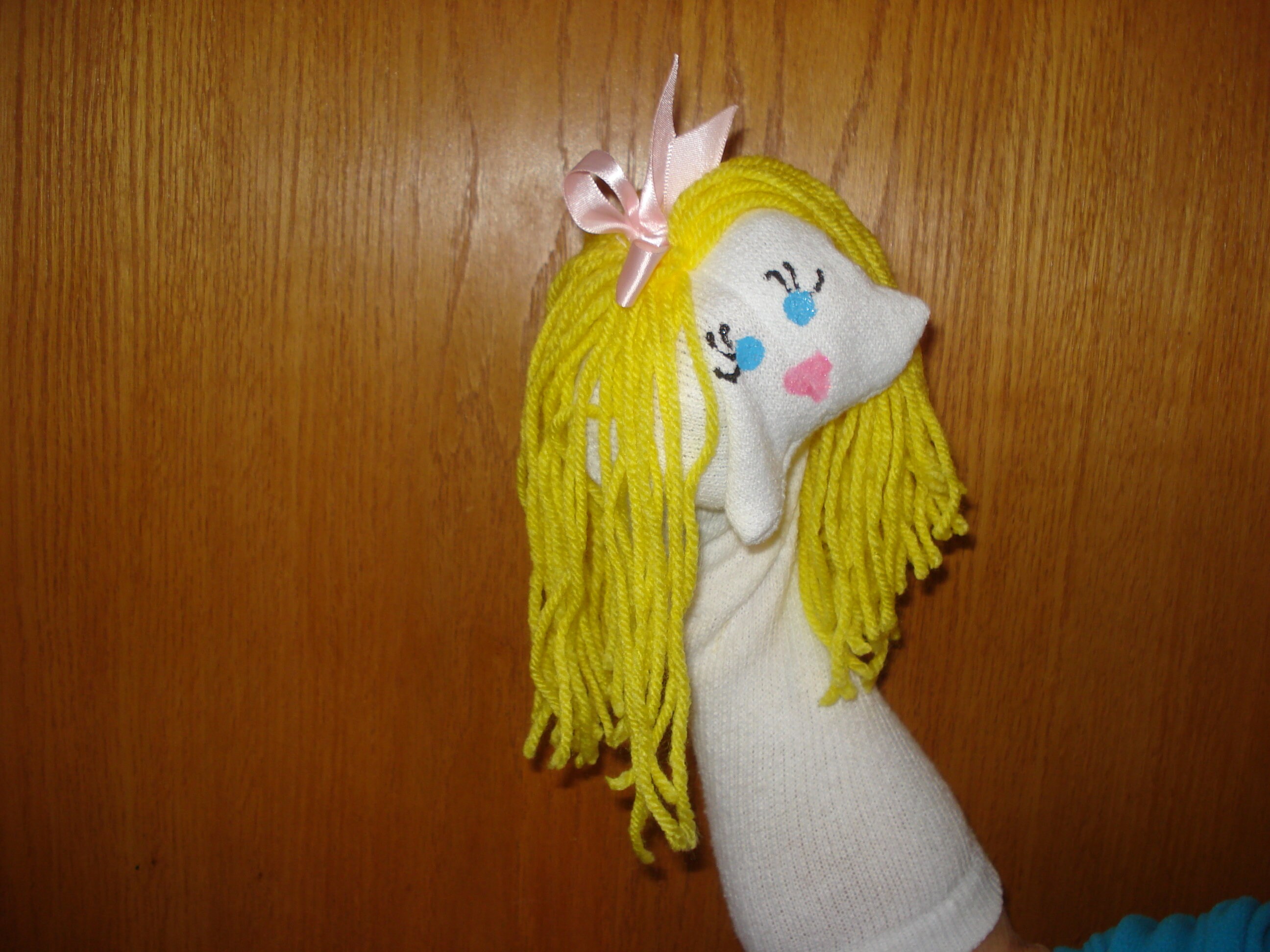 Girl Sock Puppet Yellow Long Hair Movable Mouth - Etsy
