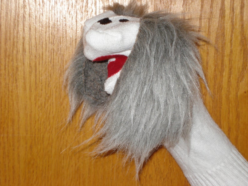 Dog Sock Puppet With Grey Furry Ears Movable Mouth Storytelling - Etsy