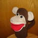 Monkey Hand Puppet Black Felt Hand Stitched Eyes Movable Mouth Fleece ...